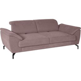 Sit & More sit&more 2,5-Sitzer &raquo;Percy&laquo; 15 cm Fu&szlig;h&ouml;he, Sitztiefenverstellung, wahlweise Kopfteilverstellung lila B/H/T: 207cm x 112cm, Luxus-Microfaser Paris,mit 
