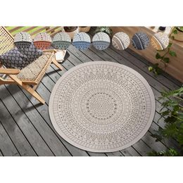Hanse Home Teppich &raquo;Porto Wendeteppich&laquo; rund 5 mm H&ouml;he In-& Outdoor, Wetterfest, Balkon, Garten, Wohnzimmer, Wasserfest wei&szlig; Kunstfaser &Oslash; 100cm 1 Stk.