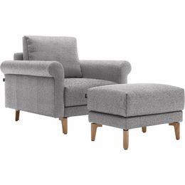 Creation BY ROLF BENZ Sessel &raquo;CR.450, Designsessel, Loungesessel&laquo; modern Landhaus, mit tollem Sitzkomfort, Breite 88 cm, Fu&szlig; Nussbaum grau NaturLEDER 