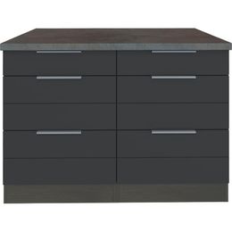KOCHSTATION Unterschrank &raquo;KS-Luhe&laquo; 120 cm breit, f&uuml;r viel Stauraum, MDF-Fronten mit waagerechter Lisene grau MDF graphit, B/H/T: 120cm x 86cm x 60cm, 