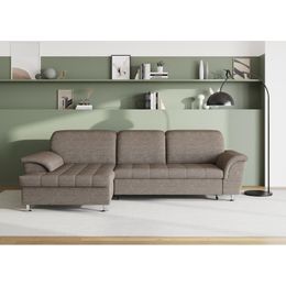 DOMO collection Ecksofa &raquo;FRANZI 278x170x81 cm, Steppung im Sitzbereich, L-Form&laquo; wahlweise mit Bettfunktion, Bettkasten und Kopfteilverstellung beige 