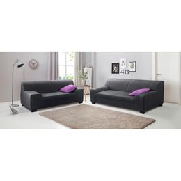DOMO collection Polstergarnitur &raquo;Amando zeitlos und modern, komfortabel&laquo; Spar-Set, bestehend aus 2er- und 3er-Sofa schwarz PRIMABELLE -Microfaser aus 