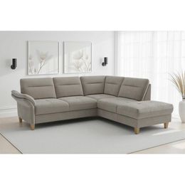 Sit & More sit&more Ecksofa &raquo;Pamela, B: 218 cm, L-Form, wahlweise mit Schlaffunktion und Bettkasten&laquo; mit Federkern beige 100% Polyester B/H/T: 218cm x 90cm x 