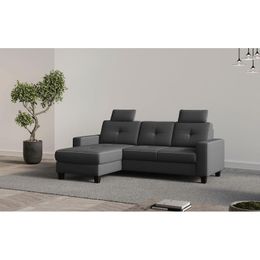 OTTO home Ecksofa &raquo;Varese&laquo; wahlweise mit Schlaffunktion und Bettkasten grau 95%Polyester 5%Polyamid B/H/T: 239cm x 91cm x 164cm, Flachgewebe LINO, 