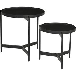 Sit Beistelltisch &raquo;Turin 2er Set aus Mango massiv mit Metallgestell&laquo; 2 Stk. tlg. 2er Set mit runden Tischplatten & robustem Metallgestell schwarz 