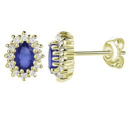 Firetti Damen Paar Ohrstecker &raquo;Schmuck Geschenk Silber 925 Ohrringe Lady D Diana Royal&laquo; Made in Germany - mit Kristallstein, Zirkonia (synth.) 2mm, 