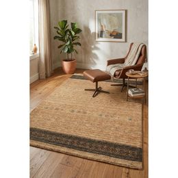 Theko Wollteppich &raquo;Lori Star Gold&laquo; rechteckig 12 mm H&ouml;he reine Wolle, handgewebt, ideal im Wohnzimmer & Schlafzimmer braun Wolle B : 250cm 1 Stk., 