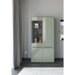 set one by Musterring Standvitrine &raquo;Reno&laquo; 1 Stk. tlg. Mit Gleitern und in verschiedenen Farben erh&auml;ltlich gr&uuml;n Glas, Holzwerkstoff olivgr&uuml;nmatt lack, 