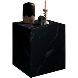 Salesfever Beistelltisch &raquo;Design-Tisch f&uuml;r jeden Raum&laquo; Quadratisch, 45x45 cm, charmant in Marmoroptik foliert schwarz B/H/T: 45cm x 50cm x 45cm, 