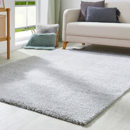 ANDIAMO Hochflor-Teppich &raquo;Chicago&laquo; rechteckig 40 mm H&ouml;he Uni Farben, weich & kuschelig, ideal im Wohnzimmer & Schlafzimmer grau Obermaterial: 100% 
