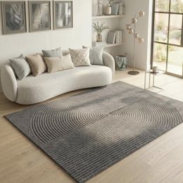 Sehrazat Teppich &raquo;Rio 1700, auch als L&auml;ufer&laquo; rechteckig 7 mm H&ouml;he Kurzflor, grafisches Hoch Tief Muster, Wohnzimmer grau Polyester B : 120cm 1 Stk., 7mm, L: 