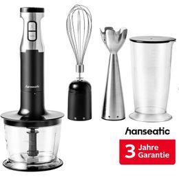 Hanseatic Stabmixer &raquo;HHBL1000SD 97294244 Schneebesen Aufsatz + R&uuml;hr-/Messbecher,&laquo; 1000 W inkl. 3 Jahre Herstellergarantie schwarz Einheitsgr&ouml;&szlig;e Stabmixer