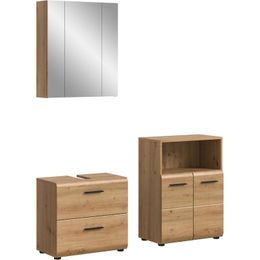 Welltime Badm&ouml;bel-Set &raquo;FLORENZ, 3-teilige Badkombination, hochwertige MDF-Front&laquo; Set, best. aus: Waschbeckenunterschrank, Spiegelschrank, Midischrank 