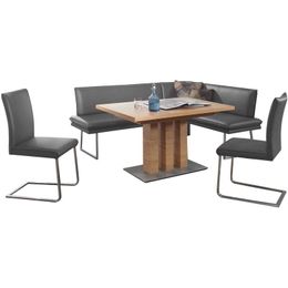 K+w Komfort & Wohnen K+W Komfort & Wohnen Essgruppe &raquo;Santos III&laquo; 4 Stk. tlg. gepolsterte Eckbank und St&uuml;hle, langer Schenkel rechts oder links grau B/H/T: 205cm x 86cm x 