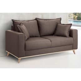 Home Affaire 2-Sitzer &raquo;Edina&laquo; auch in Baumwollmix-Bezug, im skandinavischem Stol braun Webstoff (100% Polyester);Baumwollmix (50% Baumwolle, 50% 