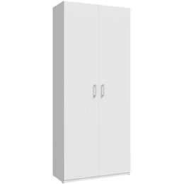 FORTE Kleiderschrank B/H/T 88,9/210,5/42 cm, stehende Montage FSC -zertifizierter Holzwerkstoff Wei&szlig;, B/H/T: 88,9cm x 210,5cm x 42cm, T&uuml;ren: 2 Stk.