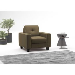 OTTO home Sessel &raquo;Varese&laquo; Kreuznaht in beige gr&uuml;n NaturLEDER , B/H/T: 96cm x 91cm x 90cm