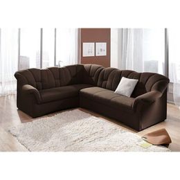 DOMO collection Ecksofa &raquo;Papenburg B/T/H: 242/190/84 cm L-Form&laquo; wahlweise mit Bettfunktion, Langer Schenkel links oder rechts braun Struktur ( 90% 