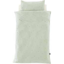 Tr&auml;umeland Babybettw&auml;sche &raquo;Jersey Fiore&laquo; 2 Stk. Blumen allover gr&uuml;n Jersey, Obermaterial: 100% Baumwolle B/L: 100cm x 135cm, 1 Stk., 1 Stk., Jersey, B/L: 60cm x 