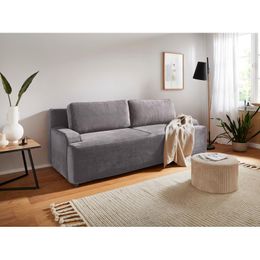 Home Affaire Schlafsofa &raquo;Halbschlaf&laquo; mit Bettfunktion und Bettkasten silber 100% Polyester B/H/T: 225cm x 90cm x 95cm, Samtstruktur