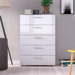 Home Affaire Kommode &raquo;Pepe Highboard&laquo; Schubkastenkommode, Breite 70 cm, H&ouml;he 102 cm wei&szlig; Holzwerkstoff B/H/T: 70cm x 102cm x 40,3cm, 5 Stk.
