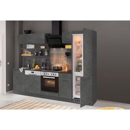 KOCHSTATION K&uuml;chenzeile &raquo;KS-Tulsa&laquo; ohne E-Ger&auml;te, Breite 270 cm, schwarze Metallgriffe, MDF Fronten bunt B/H/T: 270cm x 60cm