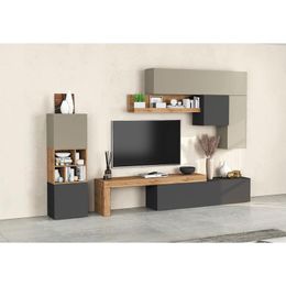 OTTO home Wohnwand &raquo;Chronos Wohnwand, Medienwand, 8-er set&laquo; Set, 8 Stk. tlg. grau Holzwerkstoff B/H/T: 320cmcm