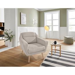 OTTO home Sessel &raquo;Bille&laquo; mit Naht im R&uuml;ckenkissen und Eiche-Beinen, Design by Morten Georgsen beige Samtoptik (100% Polyester);Struktur (100% 