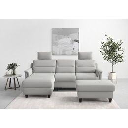 Sit & More sit&more Ecksofa &raquo;Far&ouml; L-Form&laquo; inklusive Federkern, wahlweise mit Schlaffunktion und Bettkasten silber B/H/T: 234cm x 90cm x 168cm, Luxus-Microfaser 