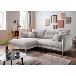 Home Affaire Ecksofa &raquo;Lazio modern und bequem, schmale Armlehnen, tolle Detailverarbeitung&laquo; zwei verschiedene Fu&szlig;farben w&auml;hlbar silber 93% Polyester, 
