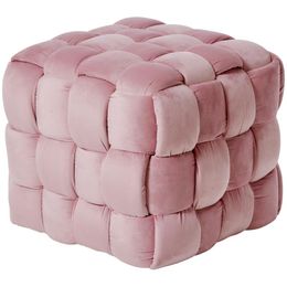 Jahnke Hocker &raquo;WEB ART S&laquo; Hocker, Couchtisch, Beistelltisch gepolstert in edler Flechtoptik rosa B/H/T: 50cm x 42,5cm x 50cm, Samtstoff, Samt Zartrosa