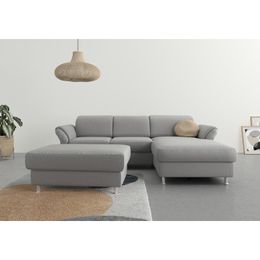 Sit & More sit&more Ecksofa &raquo;Apulia L-Form&laquo; wahlweise Schlaffunktion, Bettkasten und Kopf- und Armteilverstellung grau Webstoff (100% Polyester);Struktur weich (