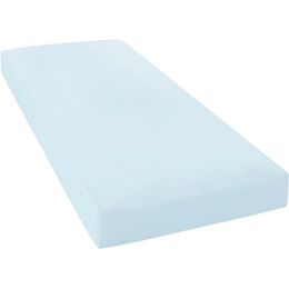 Janine Spannbettlaken &raquo;ELASTIC 5002&laquo; f&uuml;r Matratzen bis 35 cm H&ouml;he, 95% Baumwolle, hochwertig, langlebig blau Jersey-Elasthan, Obermaterial: 95% Baumwolle, 5%