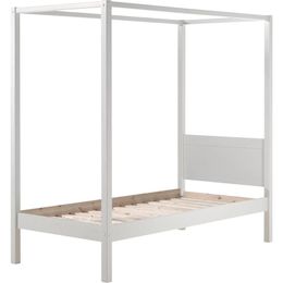 Vipack Himmelbett &raquo;Pino, Kiefer massiv wei&szlig; lackiert, Made in Europe, zeitloses Design&laquo; B/H/T ca. 208x191x148cm, inkl. Rolllattenrost, 2 Breiten zur Auswahl,