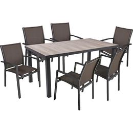 Garden Pleasure Garten-Essgruppe &raquo;RANA&laquo; 7 Stk. tlg. grau Aluminium Einheitsgr&ouml;&szlig;e