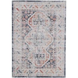 CarpetFine Teppich &raquo;Rina&laquo; rechteckig 3 mm H&ouml;he Orient Vintage Look, Wohnzimmer blau Polypropylen (PP) B : 140cm 1 Stk., 3mm, L: 200cm