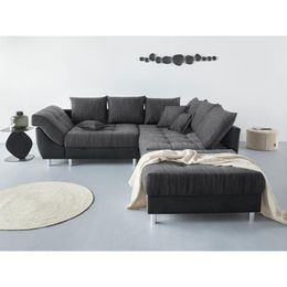 Collection AB Ecksofa &raquo;Innsbruck L-Form, B: 247 cm&laquo; Set: Sofa & Hocker, 3 Zierkissen, Federkern schwarz Microfaser PRIMABELLE (100% Polyester), 