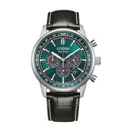 Citizen Herren Chronograph &raquo;Classic Chrono&laquo; Armbanduhr, Solar, Herrenuhr, Lederarmband, analog, Big Date schwarz Einheitsgr&ouml;&szlig;e