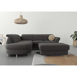 Sit & More sit&more Ecksofa &raquo;Apulia L-Form&laquo; wahlweise Schlaffunktion, Bettkasten und Kopf- und Armteilverstellung grau Webstoff (100% Polyester);Struktur weich (
