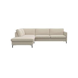 FLEXLUX Ecksofa &raquo;Fiore, L-Form&laquo; schmale Armlehnen, Kaltschaum, F&uuml;&szlig;e Alu+schwarz wei&szlig; 100% Polyester B/H/T: 266cm x 85cm x 225cm, Velvet, Ottomane 