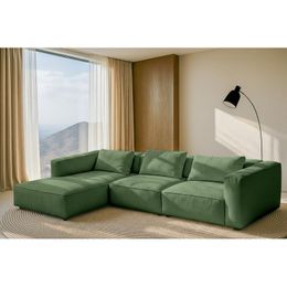 Home Affaire Ecksofa &raquo;Tvinnet&laquo; Breite 317 cm, extra tiefe Sitzfl&auml;che, kubisches Sitzvergn&uuml;gen gr&uuml;n 94% PES 6% NY B/H/T: 317cm x 73cm x 166cm, Struktur