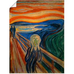 Artland Wandbild &raquo;Der Schrei. 1893&laquo; Mann 1 Stk. tlg. als Alubild, Leinwandbild, Poster in verschied. Gr&ouml;&szlig;en rot B/H/T: 30cm x 40cm, Poster Mann, 1 Stk.