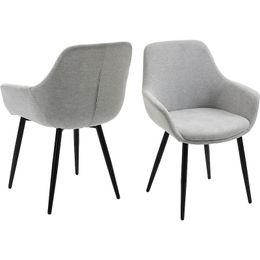 Salesfever Armlehnstuhl &raquo;Komfortabler Esszimmerstuhl zum Relaxen&laquo; (Set) 2 Stk. grau Metall, Polyester B/H/T: 64cm x 86cm x 59cm, 2 Stk., Strukturstoff