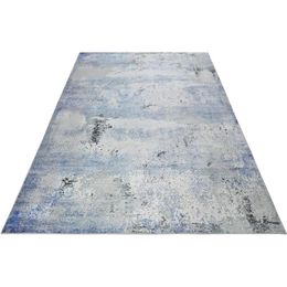 Wecon Home Teppich &raquo;Radiate&laquo; rechteckig 6 mm H&ouml;he Flachgewebe, Vintage Look blau Polyester B : 80cm 1 Stk., 6mm, L: 150cm