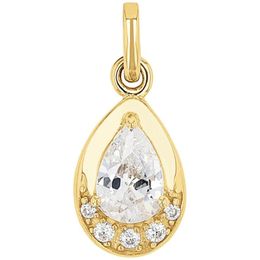 Amor Damen Kettenanh&auml;nger &raquo;Tropfen&laquo; mit Zirkonia (synth.) gold Gelbgold 375, 0,64 g