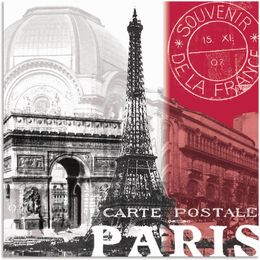 Artland Wandbild &raquo;Paris&laquo; Geb&auml;ude 1 Stk. tlg. als Alubild, Leinwandbild in verschied. Gr&ouml;&szlig;en rot B/H/T: 50cm x 50cm, Alu-Dibond-Druck Geb&auml;ude, 1 Stk.