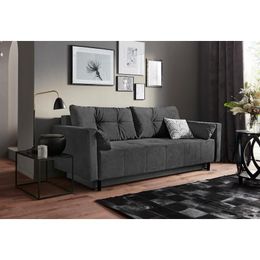 Collection AB Schlafsofa &raquo;Solar, B: 225 cm, Liegel. 136x200 cm&laquo; Schlaffunktion, Bettkasten & 1 Zierkissen, Federkern grau Luxus-Microfaser (100% 