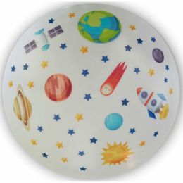 Niermann Deckenleuchte &raquo;Deckenschale Weltall, Kinderlampe&laquo; E27 1 Stk. bruchsicherer Kunststoff, Kinderzimmer bunt 1, &Oslash; 36cm H: 10cm, 1 Stk.