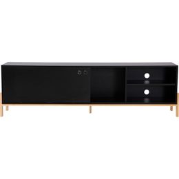 M&ouml;bilia Lowboard &raquo;Melia&laquo; Kommode mit Kabeldurchf&uuml;hrungen schwarz MDF, Massivholz B/H/T: 185cm x 53,5cm x 33,5cm, 1 Schiebet&uuml;r, dahinter 5 F&auml;cher in 