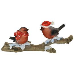 I.GE.A. Dekofigur &raquo;V&ouml;gel auf Baumstamm&laquo; Tierfigur auf Ast Statue Herbstdeko Winterdeko Weihnachtsdeko Deko braun Polyresin B/H/T: 23cm x 10cm